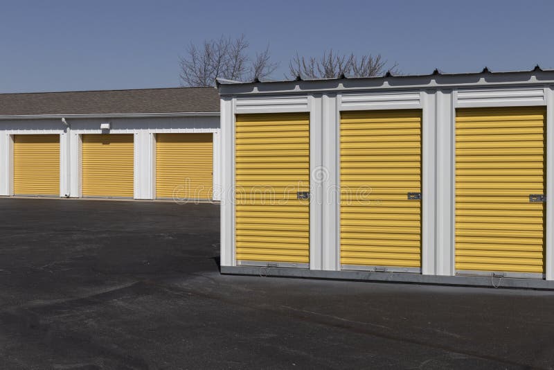 Self Storage and Mini Storage Garage Units Stock Image - Image of ...