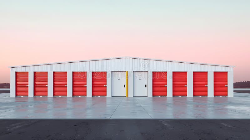 Storage Building with Red Doors Stock Image - Image of estate, delivery ...