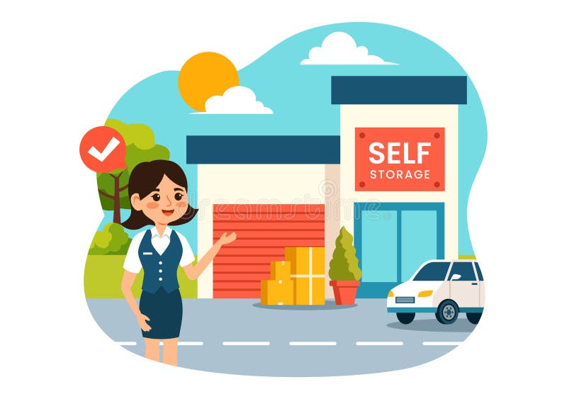 Self Storage Vector Illustration Featuring Cardboard Boxes Filled with ...