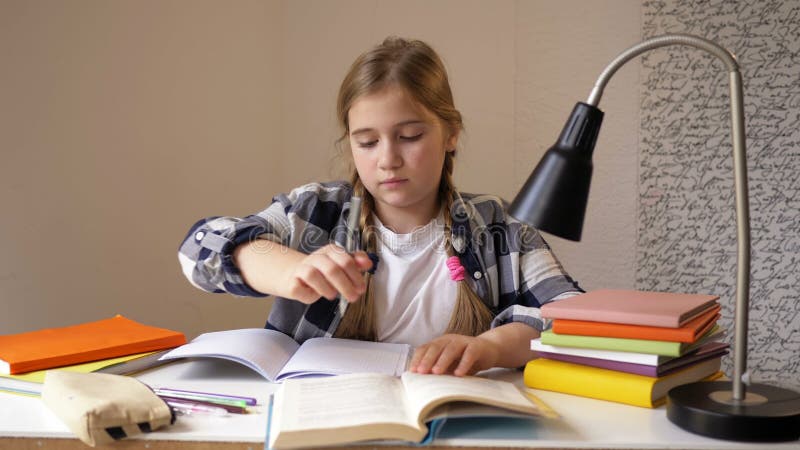 Self-study Activities. Girl of Middle School Age is Doing Homework ...