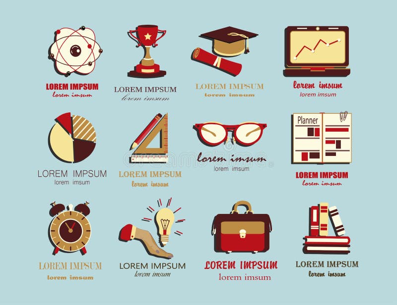 Self Study and Education Themed Icons Set. Stock Vector - Illustration ...