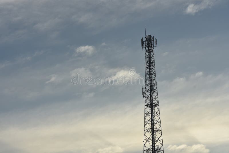 Self Support Type Telecommunication Tower Against Blue Sky Background ...