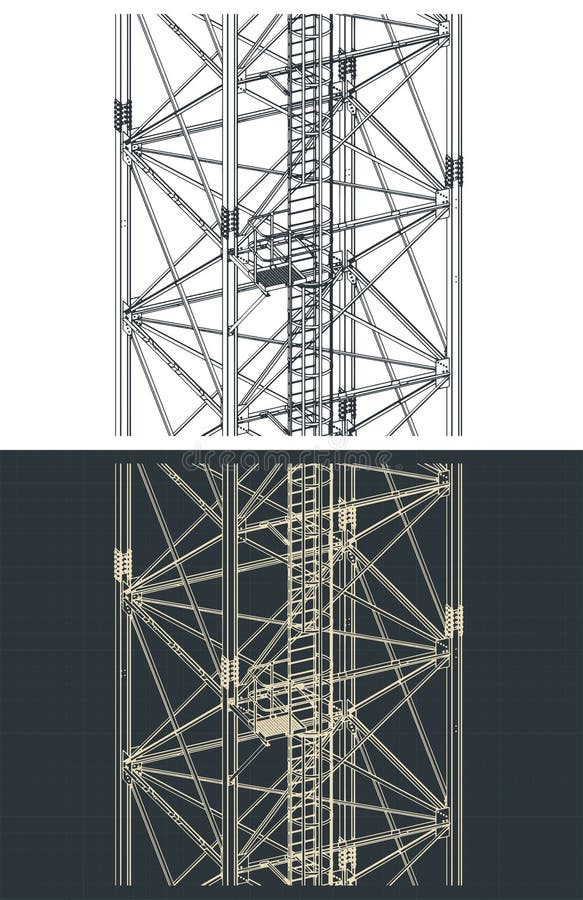 Self-supporting Tower Close Up Isometric Drawings Stock Vector ...