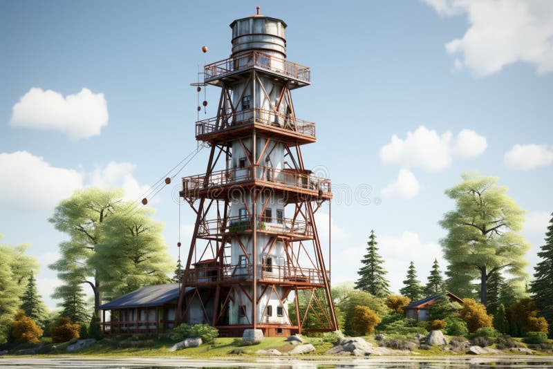 Self Supporting Tower on White Background Stock Illustration ...