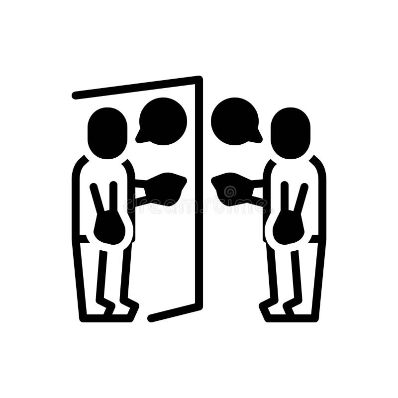 Black Solid Icon for Self Talk, Self and Reflection Stock Illustration ...