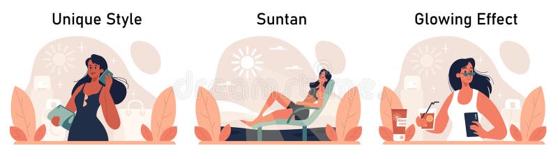 Self-tan Set.. Beautiful Woman Applying Self-tanner Lotion. Artificial ...