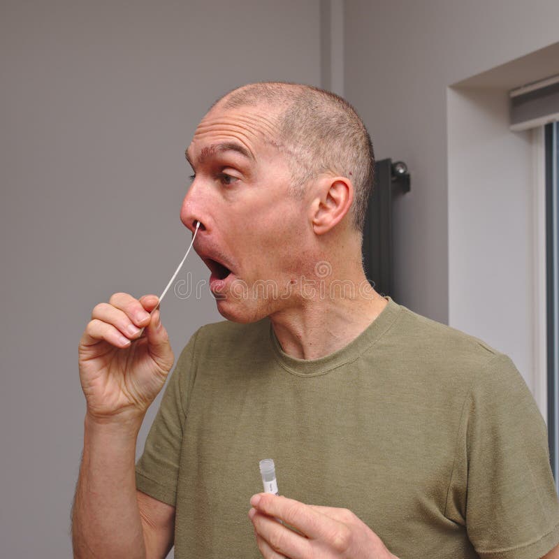 Self Testing at Home for COVID19 Coronavirus Stock Photo - Image of ...