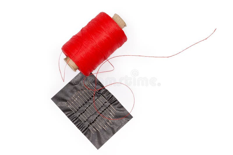 Different Threads Spools, Hand Sewing Needle with Thread, Top View ...