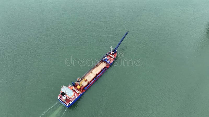 Self Unloading Bulk Carrier Vessel Aerial View Arriving at Port Stock ...