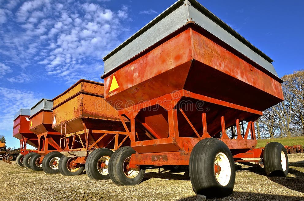 Self Unloading Gravity Boxes Stock Photo - Image of implement, feed ...