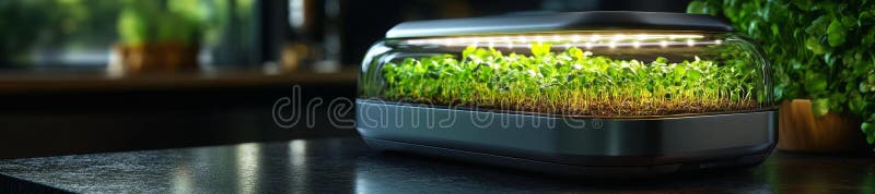 Self-Watering Hydroponic Garden with Fresh Microgreens on Kitchen ...