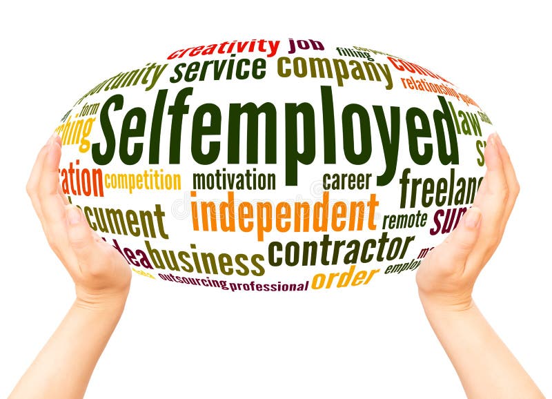 Selfemployed Word Cloud Hand Sphere Concept Stock Photo - Image of idea ...