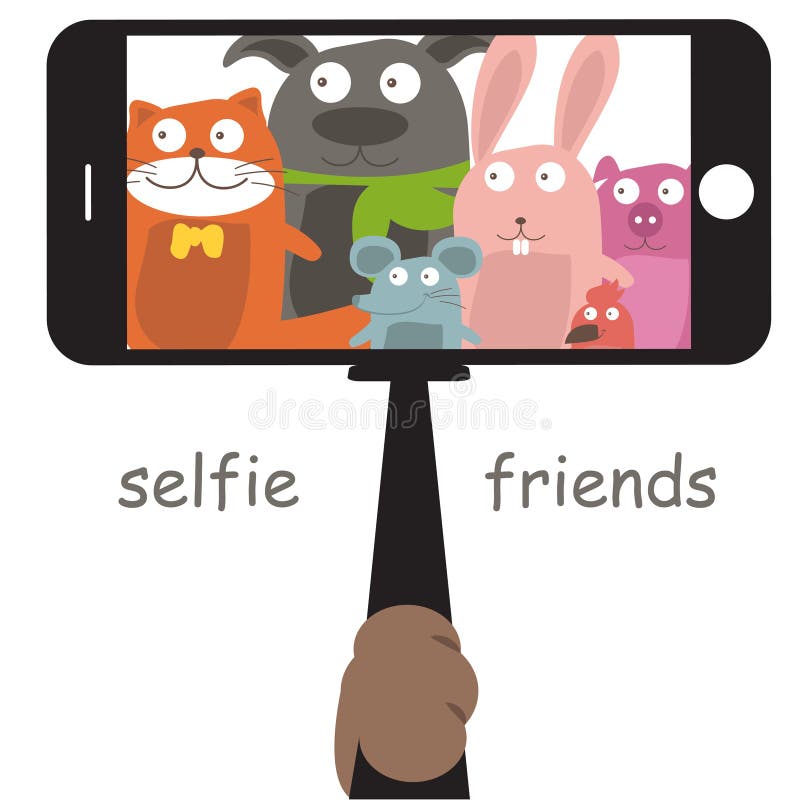 Selfie Com Animais Dos Desenhos Animados Vetor Ilustração do Vetor ...