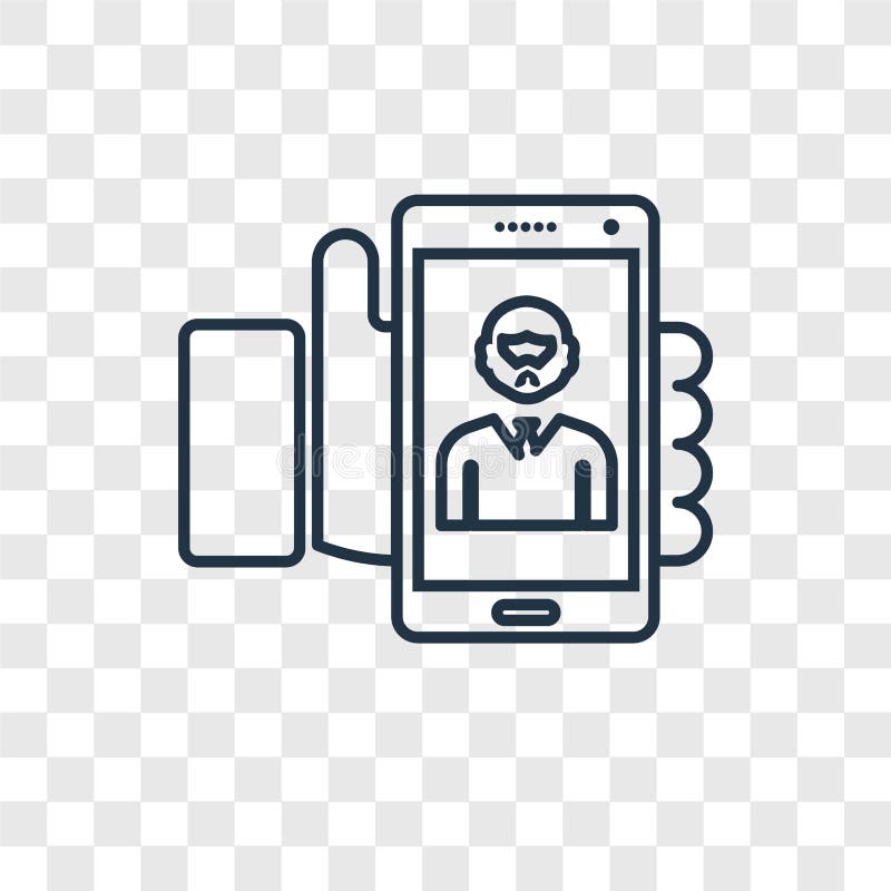 Selfie Concept Vector Linear Icon Isolated on Transparent Background ...