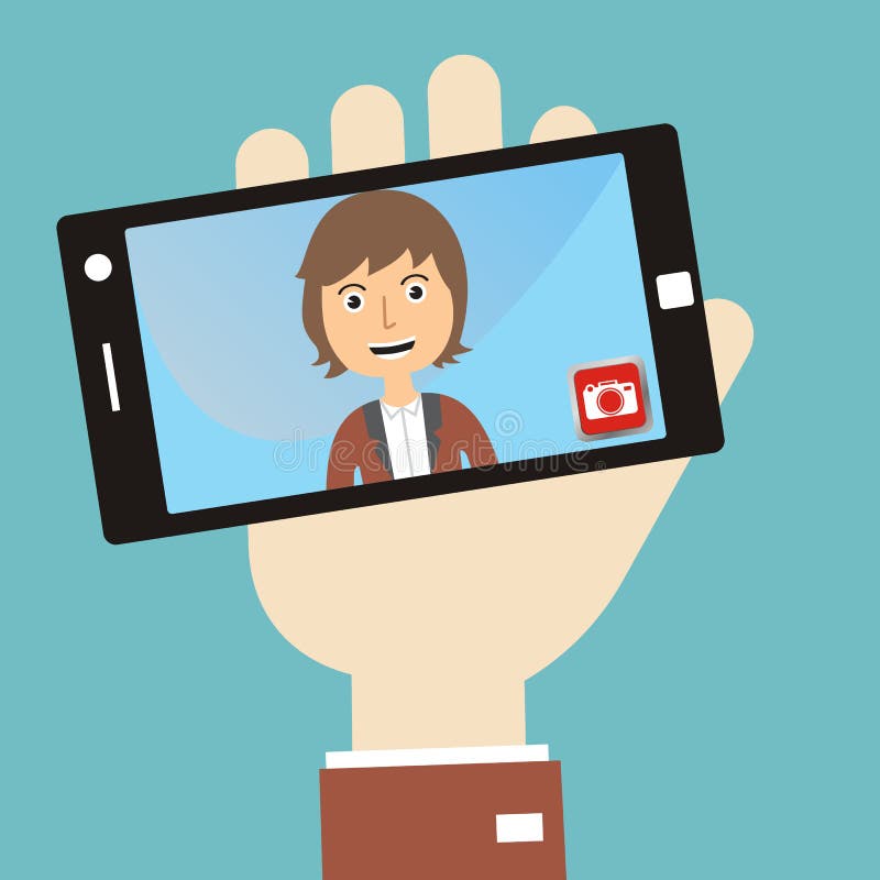Selfie Concept with Young Man Self Portrait with Mobile Phone Ca Stock ...