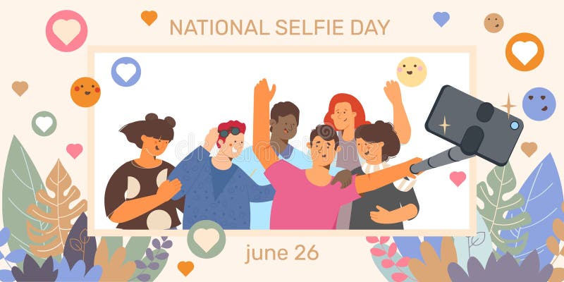 Selfie Day Card stock vector. Illustration of greeting - 242502108