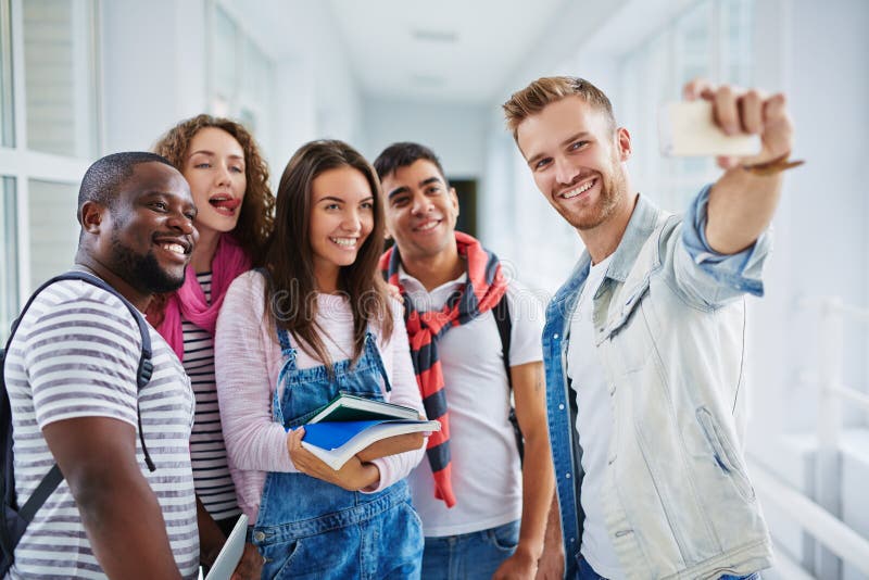 Selfie of Friendly Students Stock Image - Image of college, highschool ...