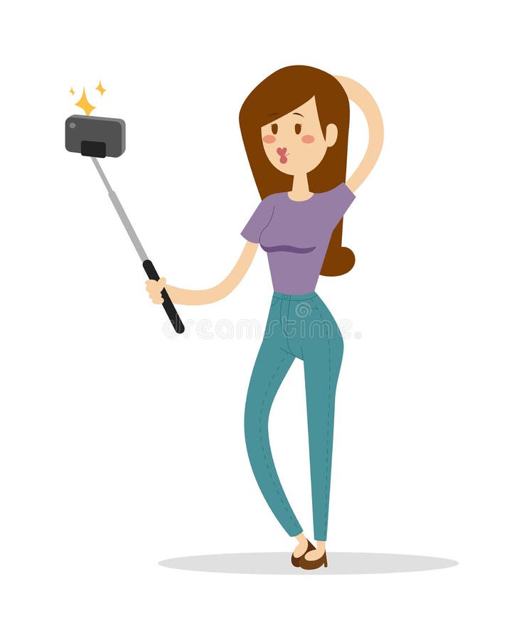 Selfie Girl Vector Illustration. Stock Vector - Illustration of ...