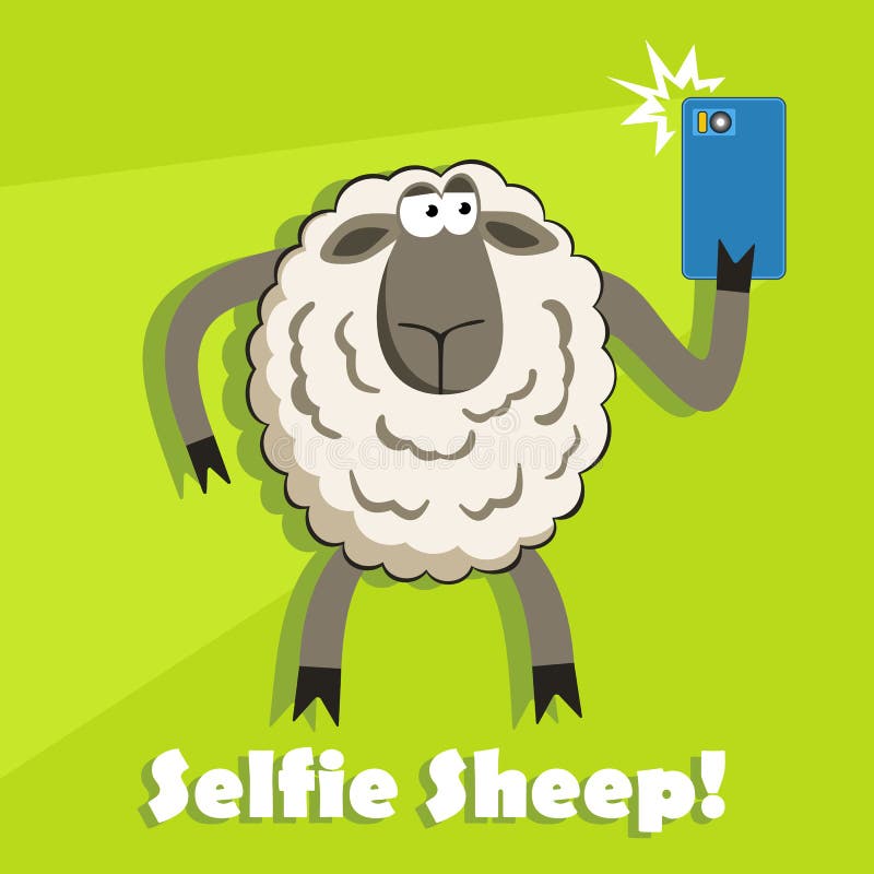 Selfie Goofy Sheep Holding Smartphone. Vector. Stock Vector ...