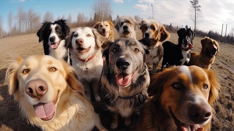 Selfie Group of Dogs of Different Breeds. a Group of Cute, Cute Dogs ...