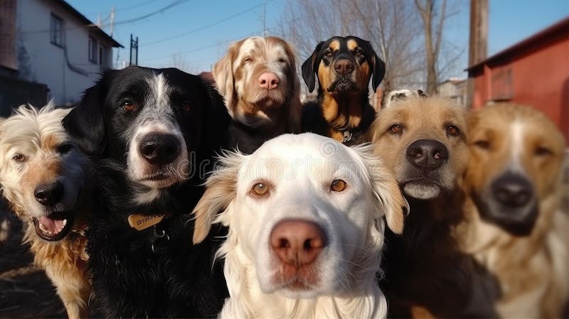 Selfie Group of Dogs of Different Breeds. a Group of Cute, Cute Dogs ...