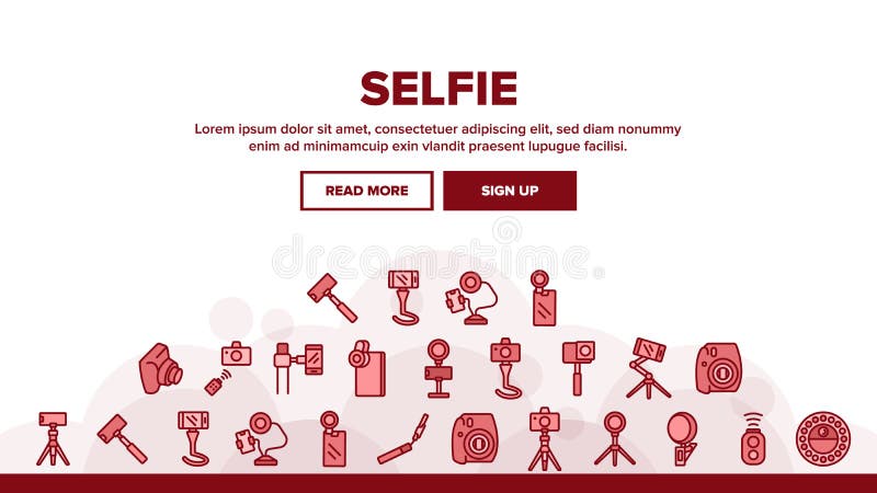 Selfie Photo Camera Landing Header Vector Stock Vector - Illustration ...