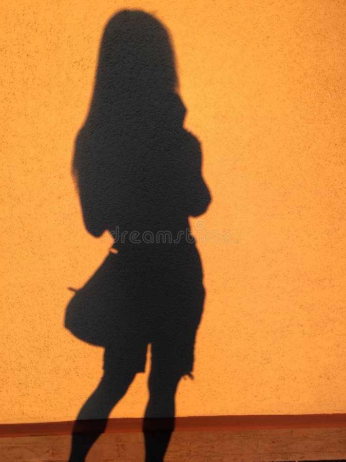 Selfie shadow stock photo. Image of woman, silhouette - 129618712