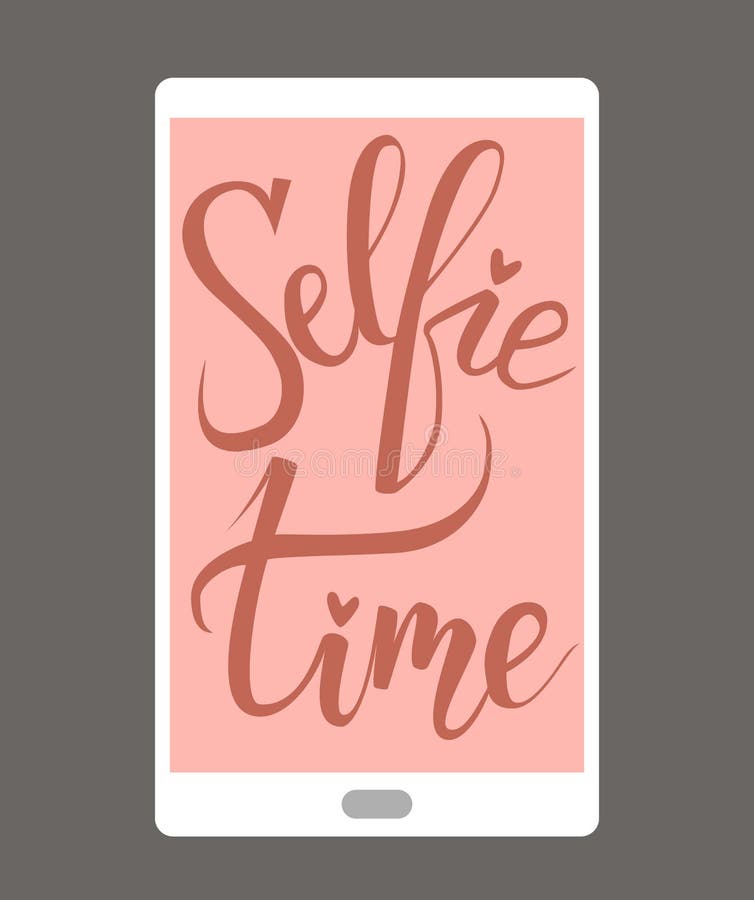 Selfie Time Lettering Poster Stock Vector - Illustration of label, icon ...