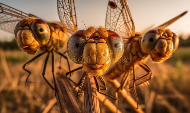 Selfie Time with Graceful Dragonfly Perched on a Leaf. Creating Using ...