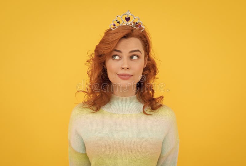 Selfish Redhead Woman in Queen Crown, Selfishness Stock Photo - Image ...