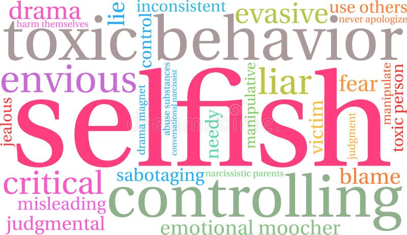 Selfish Word Cloud and Hand with Marker Concept Stock Illustration ...