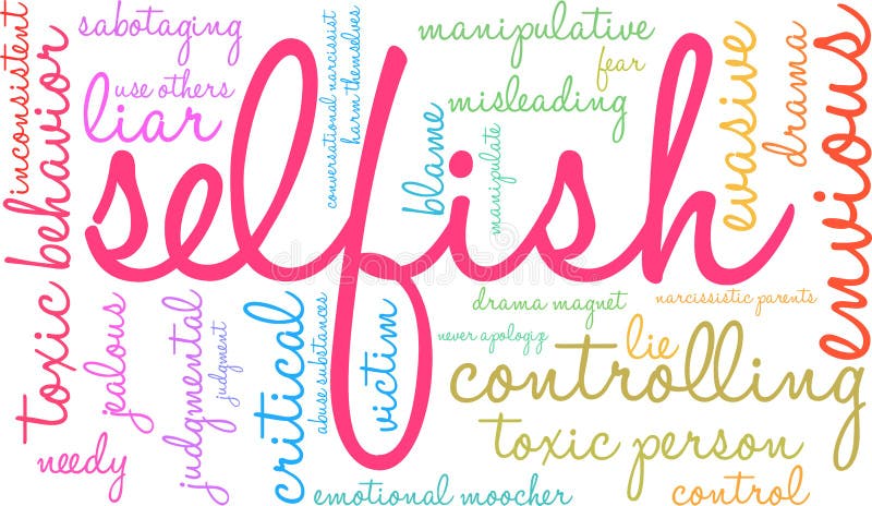 Selfish Word Cloud stock illustration. Illustration of judgmental ...
