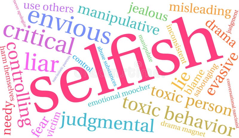 Selfish Word Cloud stock vector. Illustration of never - 104014320