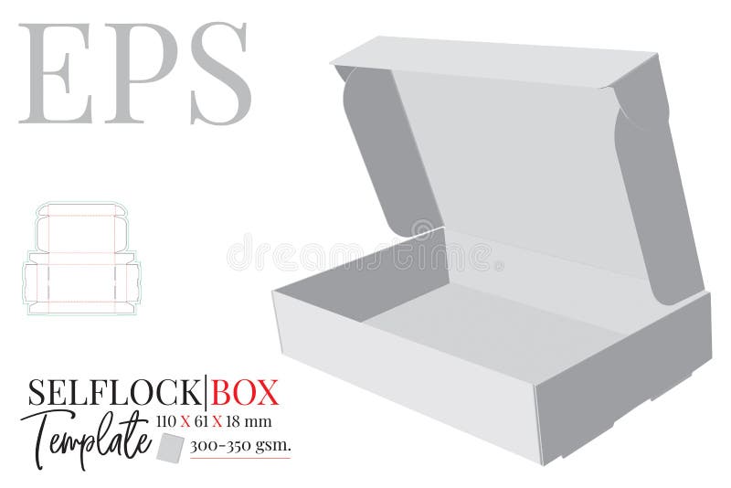 Self Lock Box Template, Vector with Die Cut, Laser Cut Lines. Cut and ...