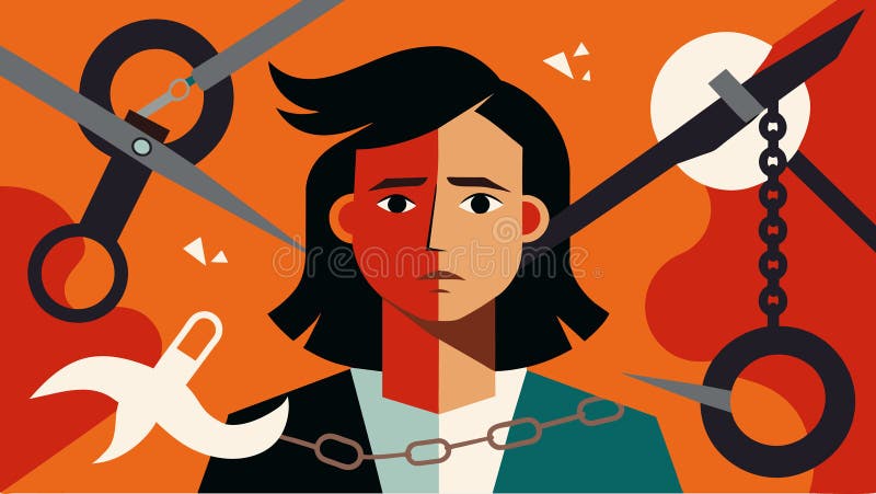 A Selfportrait Collage Includes Images of Broken Chains and Scissors ...