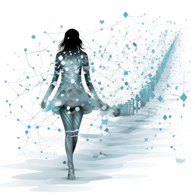 Algorithmic Art of a Full Body Selkie on White Background Stock ...