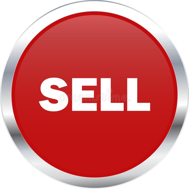 Sell Button in Red with Silver, Sell Icon in Red, Trading Button Icon ...