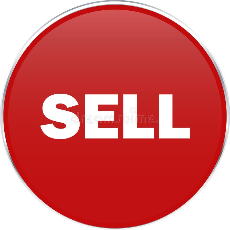 Sell Button in Red with Silver, Sell Icon in Red, Trading Button Icon ...