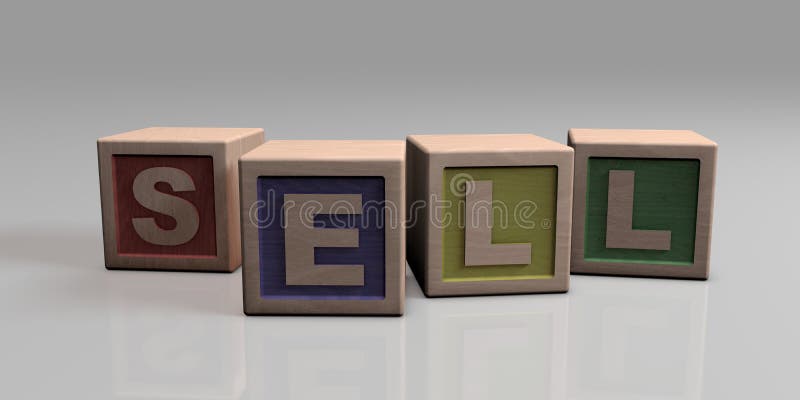 SELL Written with Wooden Blocks Stock Illustration - Illustration of ...
