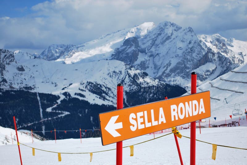 Sella Ronda Massif from Passo Gardena Stock Image - Image of peaks ...