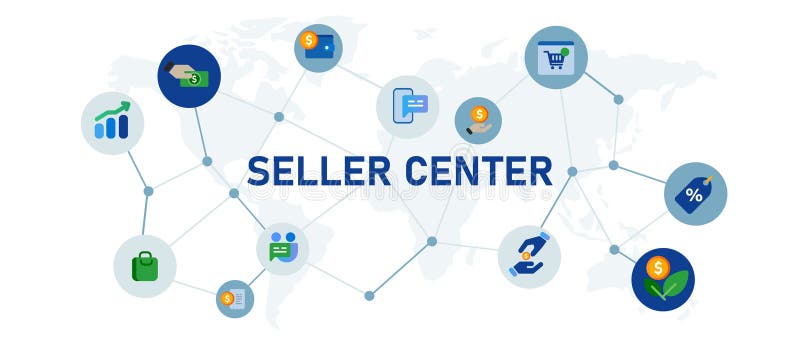 Seller Center Merchant Centre for Online Ecommerce Icon Set Collection ...