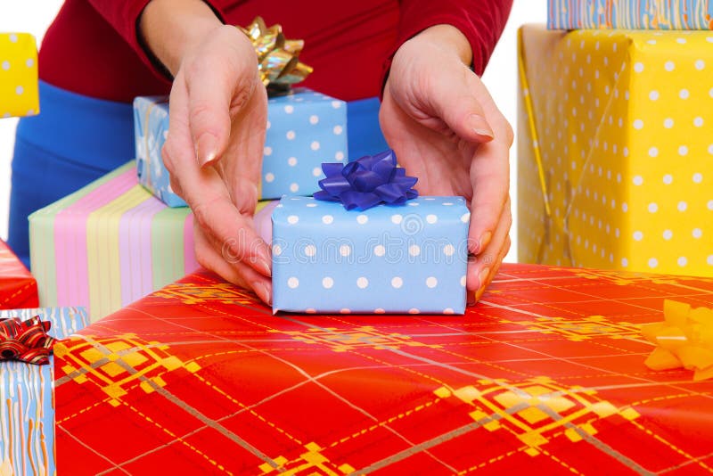 Seller offering a gift stock image. Image of holiday - 27432115