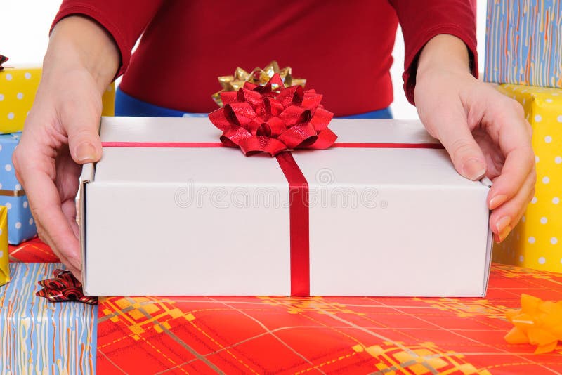 Seller offering a gift stock image. Image of holiday - 27432115