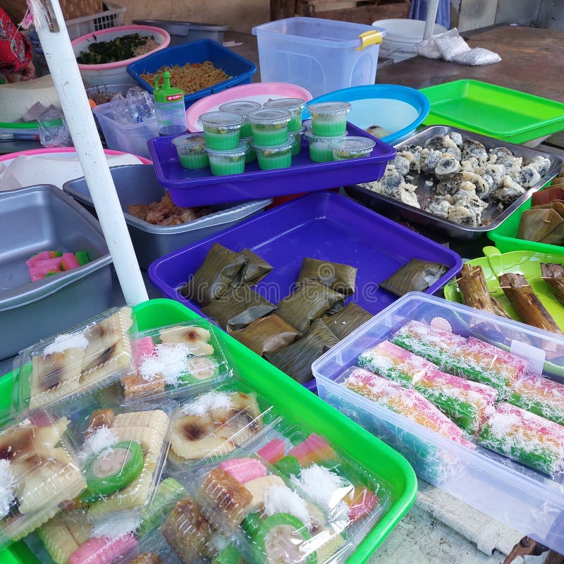 Seller of Various Traditional Foods in the Market Stock Photo - Image ...