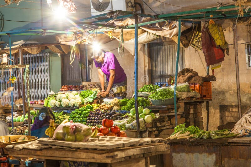 Seller at the Vegetable Night Market Editorial Stock Image - Image of ...