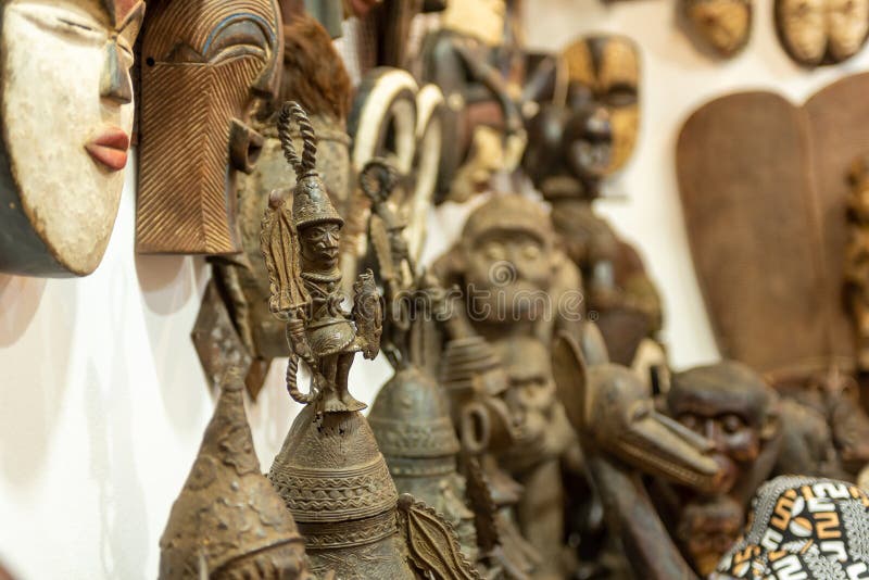 Selling of African Souvenirs on a Stall at the Market Stock Photo ...