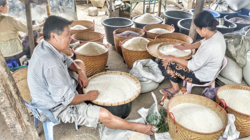Selling rice editorial photo. Image of stall, sacks, pakse - 23812366
