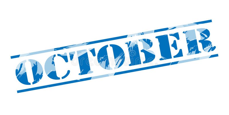 Sello azul de octubre stock de ilustración. Ilustración de aislado ...