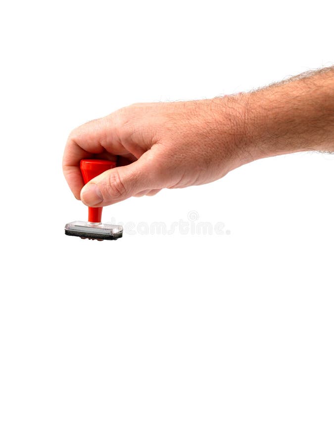 Mano Con El Sello Para Los Documentos Imagen de archivo - Imagen de ...