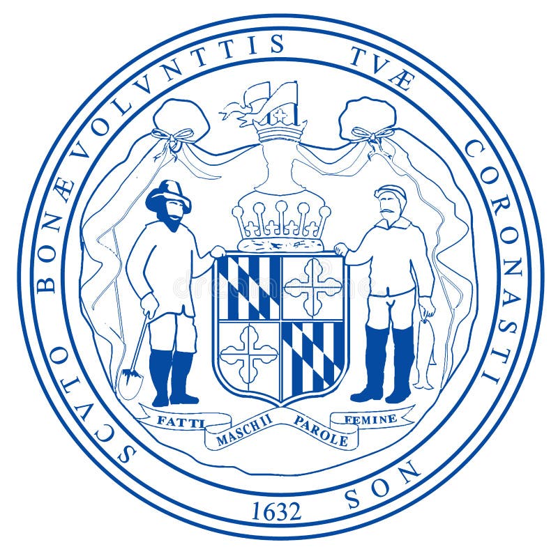 Sello Del Estado De Maryland Stock de ilustración - Ilustración de azul ...